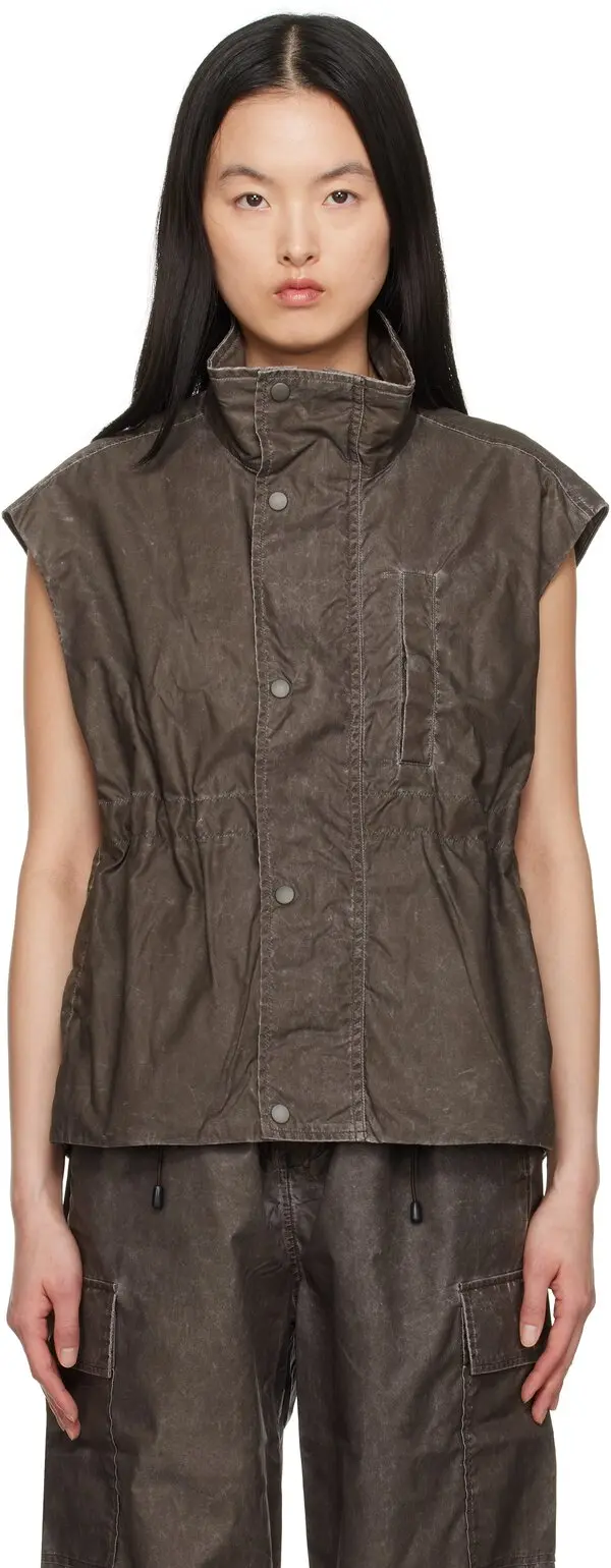 Our Legacy Firm Vest In Brown Wash Out Nylon - 60% Off | Editorialist
